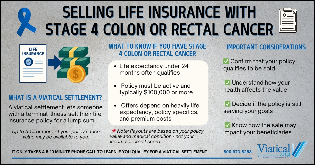 Selling Life Insurance with Stage 4 Colon or Rectal Cancer - Viatical